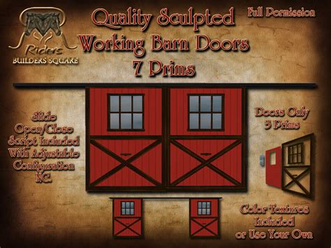 second life marketplace riders sculpted working barn doors 7 prims