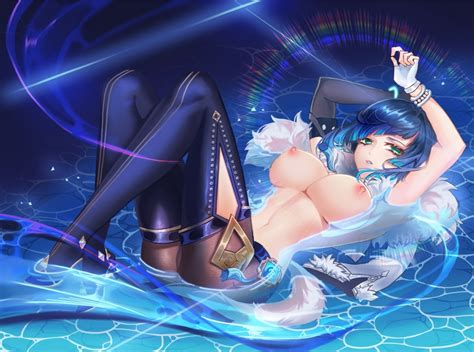 Rule 34 Aqua Eyes Armpits Arms Up Asymmetrical Gloves Bangs Black