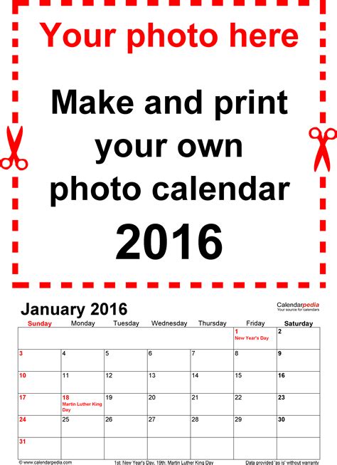 photo calendar 2016 free printable pdf templates