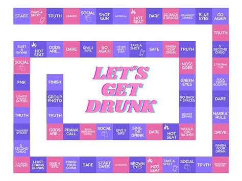Lets Get Drunk Drinking Board Game With Rules Printable Drinking