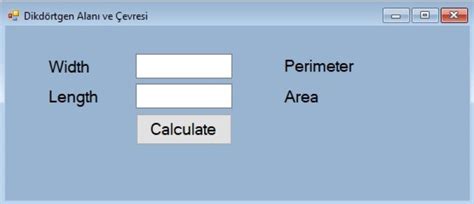 calculate area and perimeter of a rectangle using c windows form