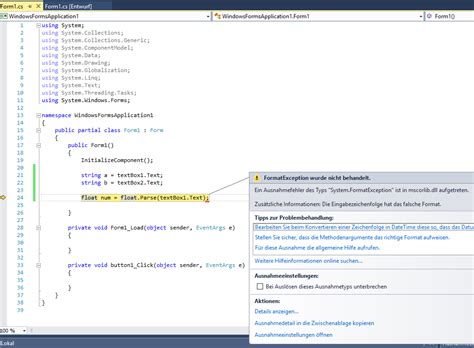 error when converting string to float int c windows forms stack