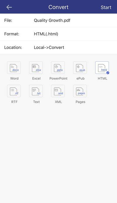 how to convert pdf to html on iphone or ipad