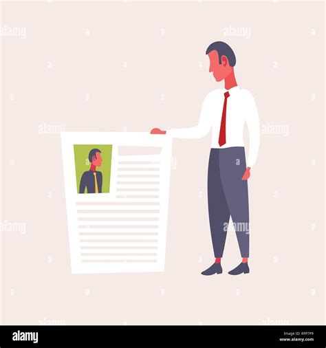 Hr Man Holding Cv Form Choosing Resume New Job Vacancy Curriculum Vitae