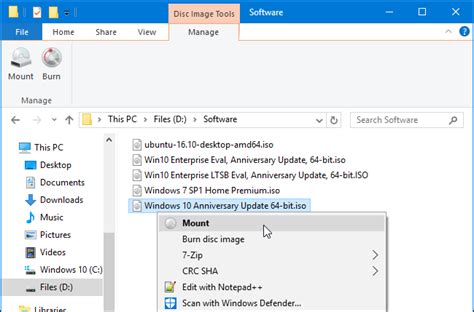 how to mount an iso image in windows 7 8 and 10