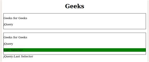 jquery last selector geeksforgeeks