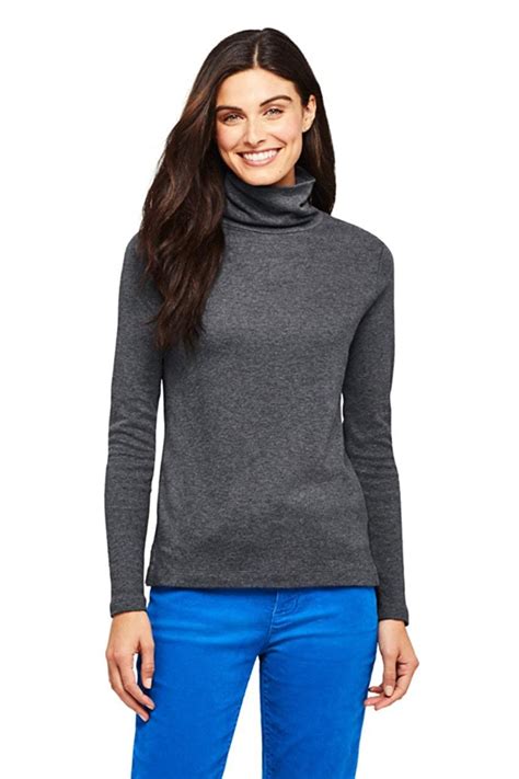 Lands End Womens Supima Cotton Long Sleeve Turtleneck Turtle Neck