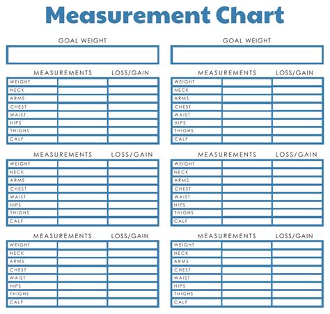 10 Best Printable Weight Loss Measurement Chart Printablee Com Labb By Ag
