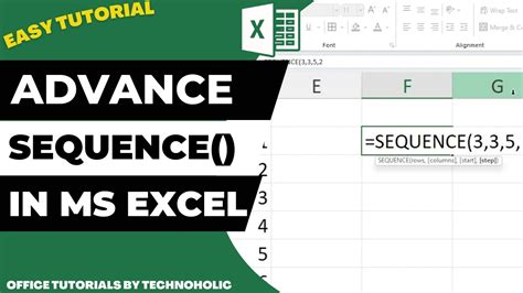 how to use the advance sequence function in excel youtube