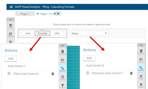 cascading prompts as report and page prompts in sas visual analytics