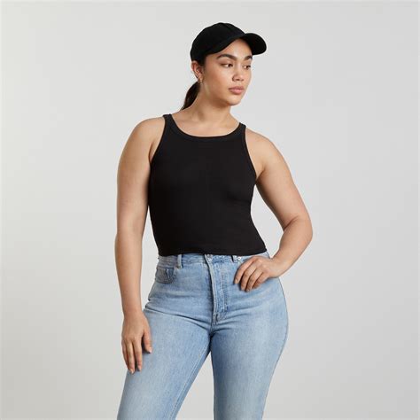 The Pima Micro Rib Short Tank Black Everlane