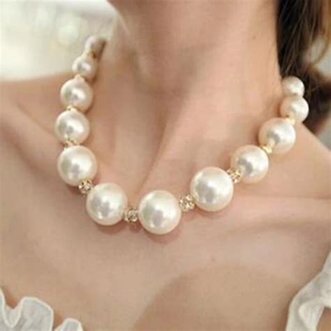 Trendy Elegant Big Pearl Choker Necklace For Woman Fashion Jewelry