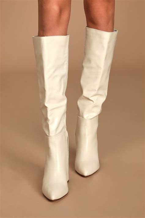 Katari Off White Pointed Toe Knee High Boots Artofit