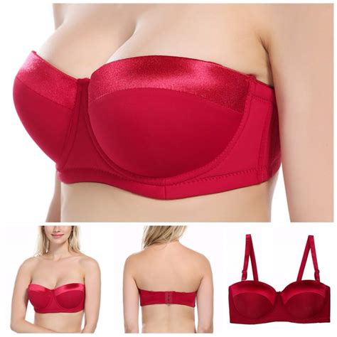 Women Strapless Bra Plus Size 32 46 B C D Dd E F G Half Cup Multiway