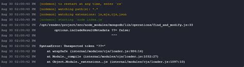 node js deploying nodejs in render web service getting