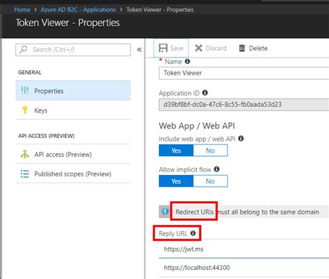 azure ad b2c redirect uris vs reply url stack overflow