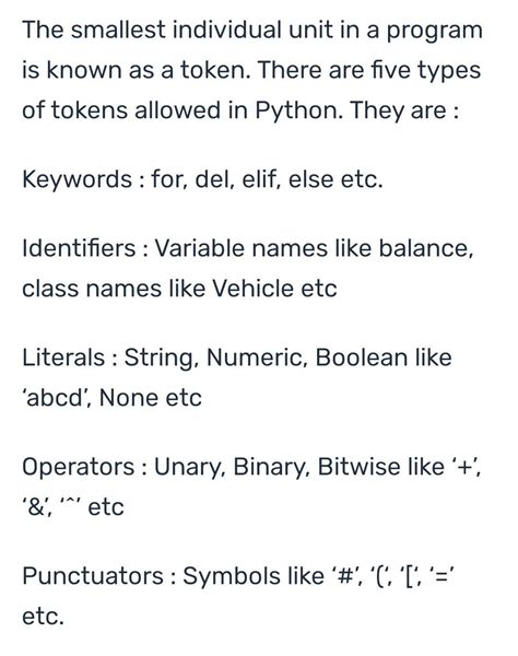 how many types of tokens are allowed in python name them