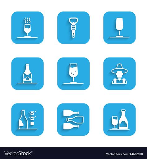 Set Wine Glass Bottles Of Wine Bottle Royalty Free Vector