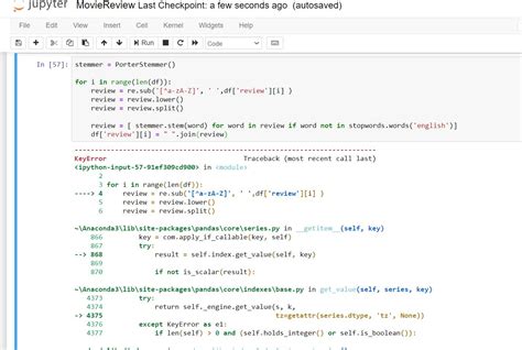 python keyerror when iterating over pandas data frame