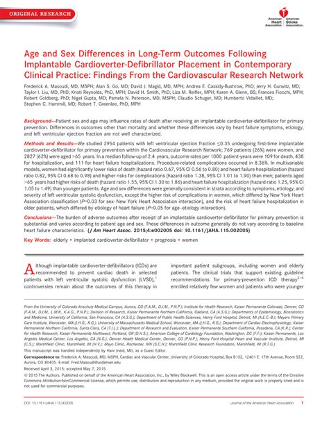 Pdf Age And Sex Differences In Long Term Outcomes Following