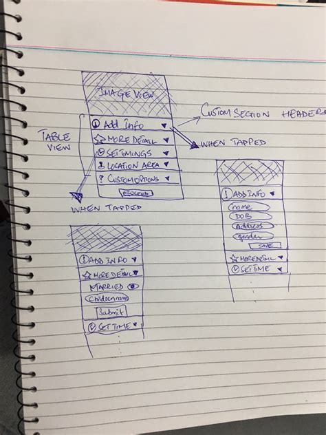 ios collapsable sections and multiple custom
