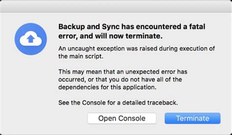 fix backup and sync has encountered a fatal error step