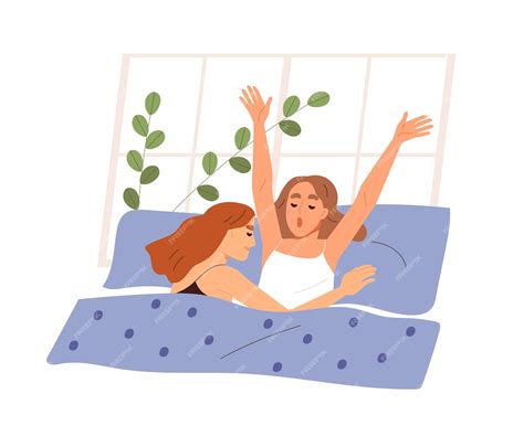 Premium Vector Cute Homosexual Couple Of Women In Bed Morning Scene
