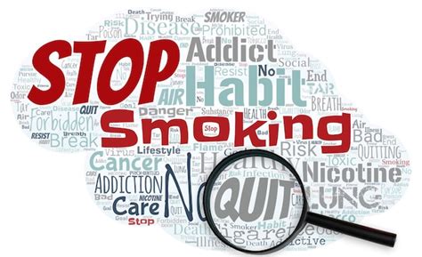 Premium Photo Big Word Cloud With Words Stop Smoking With Magnifying