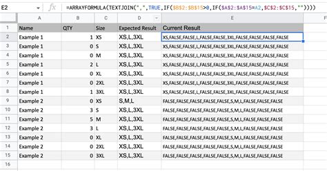 arrays multiple if arrayformula textjoin returning false stack