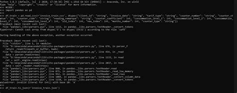 reading a csv with data type specification error cannot