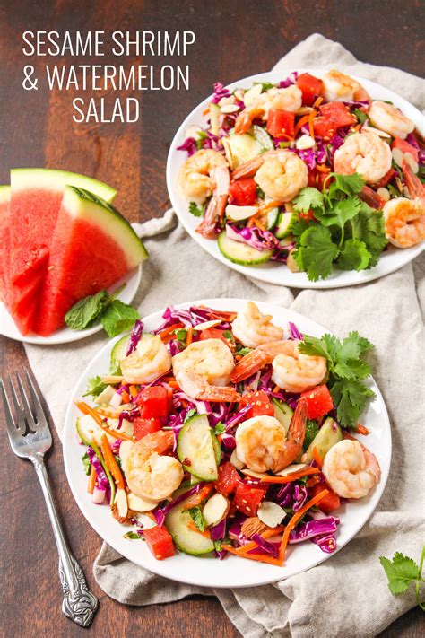 Sesame Shrimp And Watermelon Salad Easy Summery Recipe