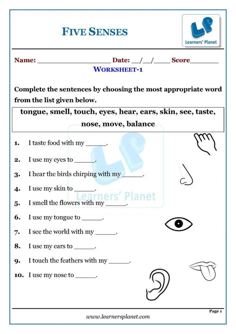 My Five Senses Worksheets Worksheets For Kindergarten