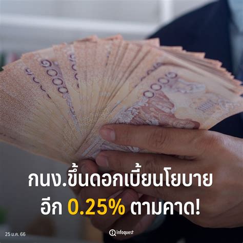 [infoquestnews สำนักข่าวอินโฟเควสท์] ตามคาด กนง ขึ้นดอกเบี้ยนโยบาย
