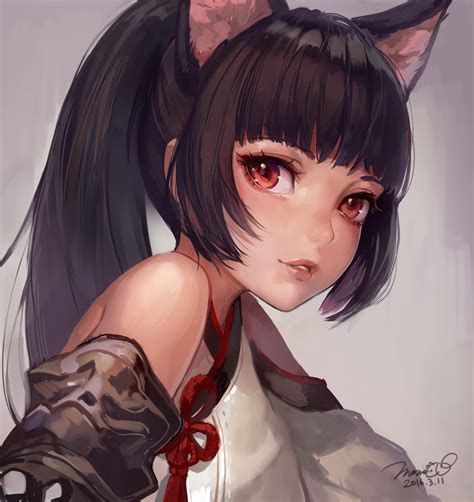 Drawing Illustration Long Hair Nekomimi Anime Anime Girls Cat