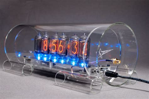 handmade gps time sync nixie clock in 8 2 with blue floor