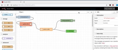 running a python script with exec node then parsing to javascript with