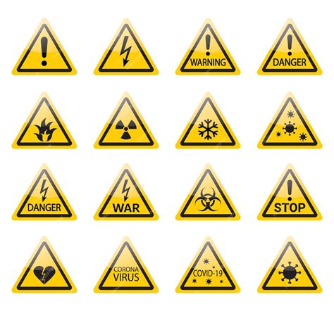 Colección De Iconos Vectoriales Que Transmiten Advertencias Y Alertas