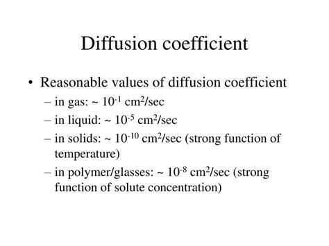 Ppt 高等輸送二 — 質傳 Lecture 4 Diffusion Coefficient Powerpoint