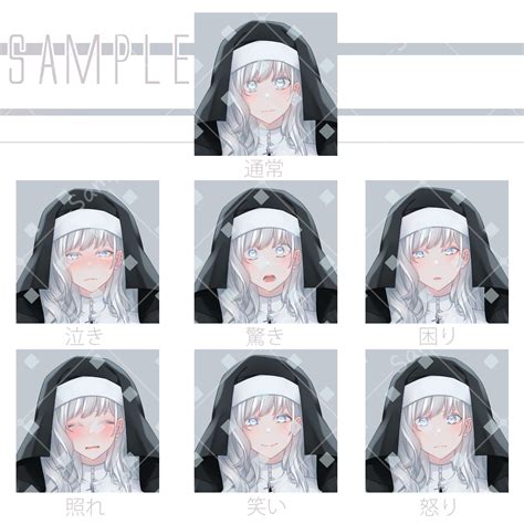 【立ち絵素材】白髪シスター【表情差分7種類】 星降展望台 Booth