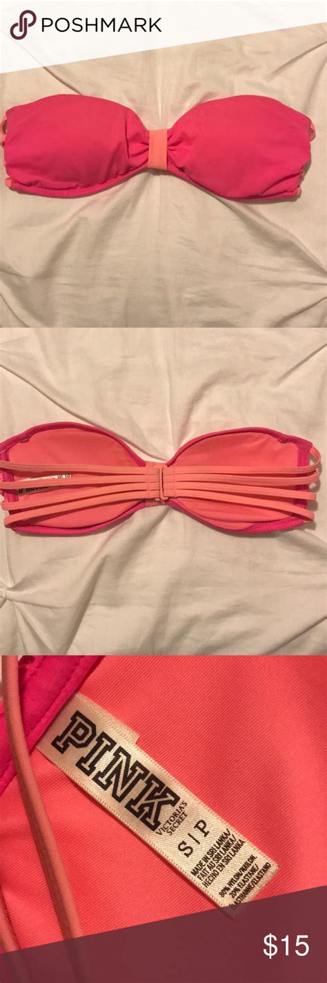 Victorias Secret Pink Bandeau Bikini Top Two Tone Pink Bikini Top In