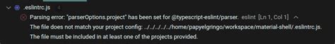 parseroptions project has been set for typescript eslint parser with