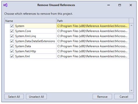 remove unused assembly references coderush devexpress documentation