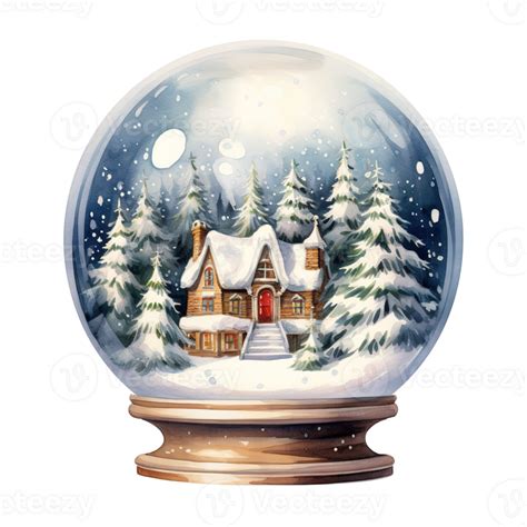 Snow Globe For Christmas Event Watercolor Style Ai Generated 28894454 Png