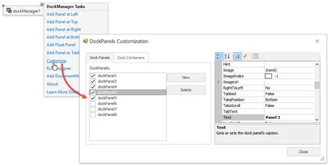 dock panels winforms controls devexpress help