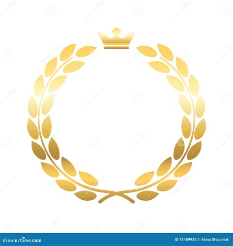 Gold Laurel Wreath Crown Emblem Stock Vector Illustration Of Queen