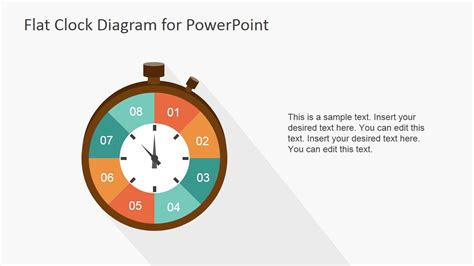flat analog clock diagram powerpoint template slidemodel