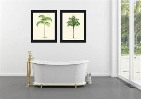 Vintage Palm Tree Print Tropical Botanical Wall Art Set Of 2 Prints
