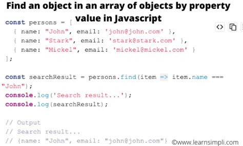 find an object in an array of objects by property value in