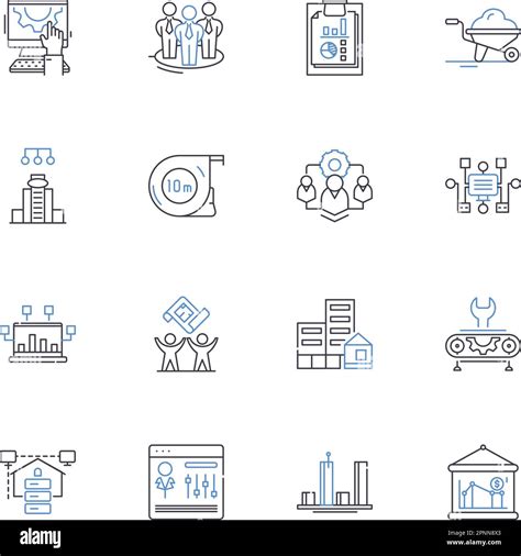 Economic Institution Line Icons Collection Capitalism Communism