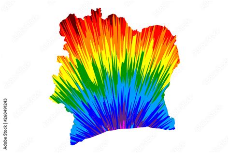 Ivory Coast Map Is Designed Rainbow Abstract Colorful Pattern